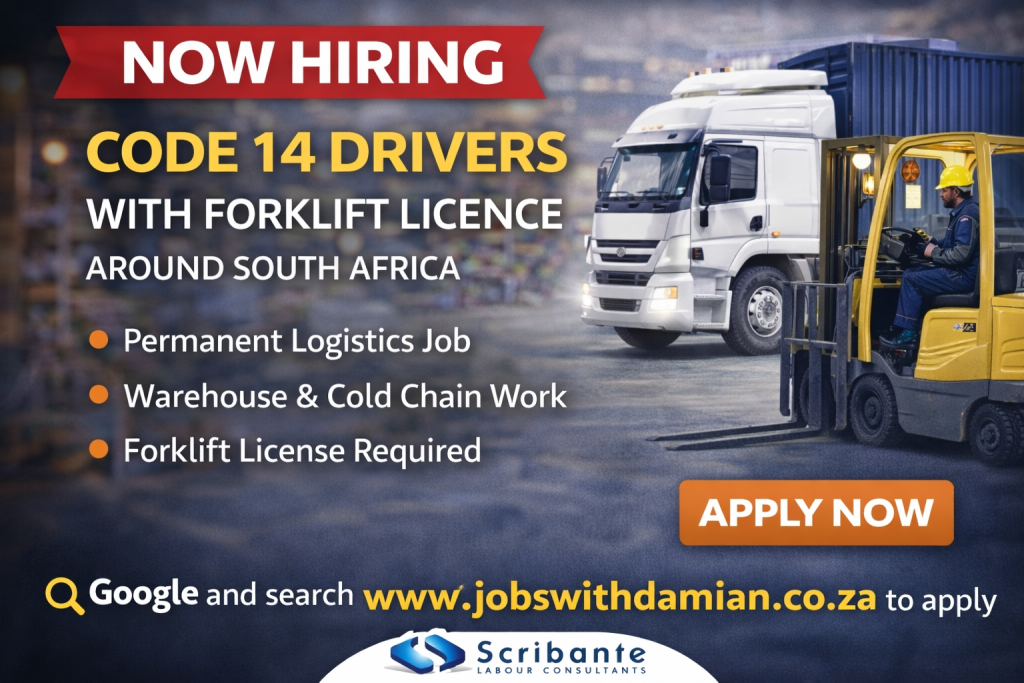 Code 14 Driver Jobs - Scribante Labour (South Africa) - Jobs With Damian